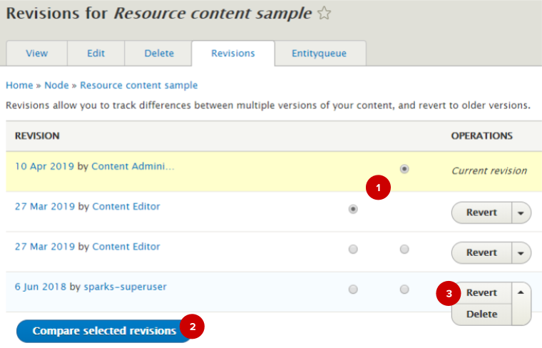 Creating Reverting And Managing Revisions Sector Documentation And